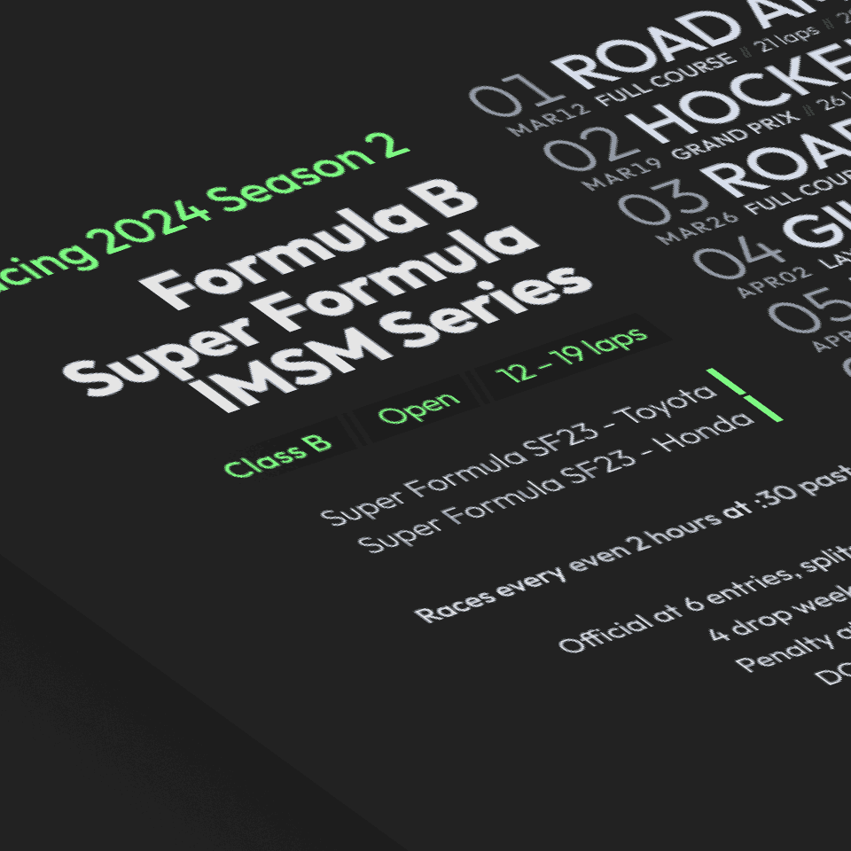 Formula B Super Formula IMSIM Series | iRacing Official Series ...