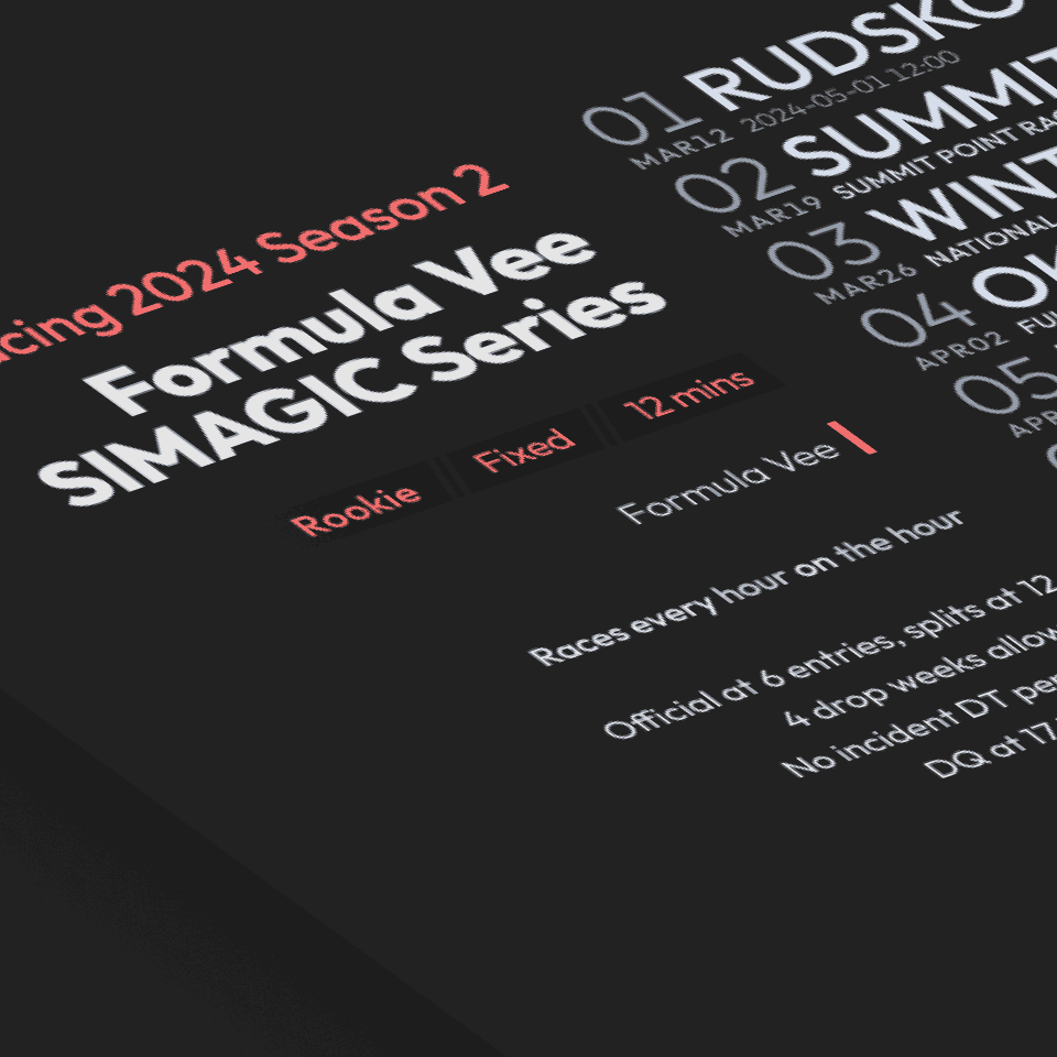 Formula Vee SIMAGIC Series | iRacing Official Series Schedules ...